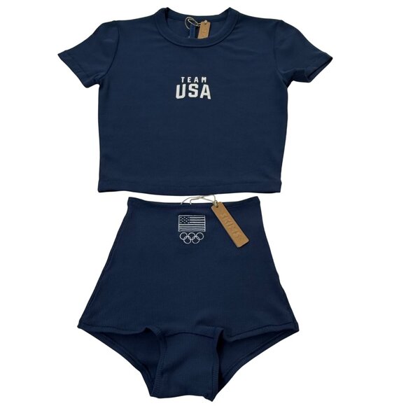 SKIMS | Tops | Skims Soft Lounge Rib Cropped Tshirt Boy Short Set Team ...